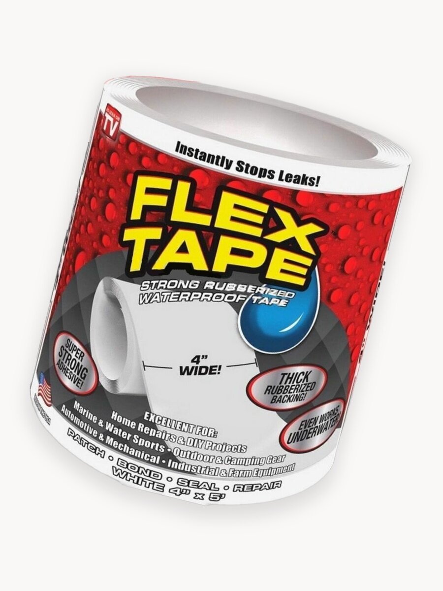 Клейкая лента Flex tape, водонепроницаемая, сверхпрочная изолента, герметик 10 см x 1,5 м белый