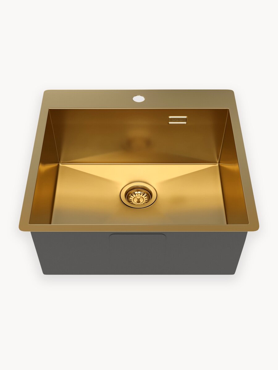 Стальная кухонная мойка Reflexion Iseo RX2250GD, брашированное золото