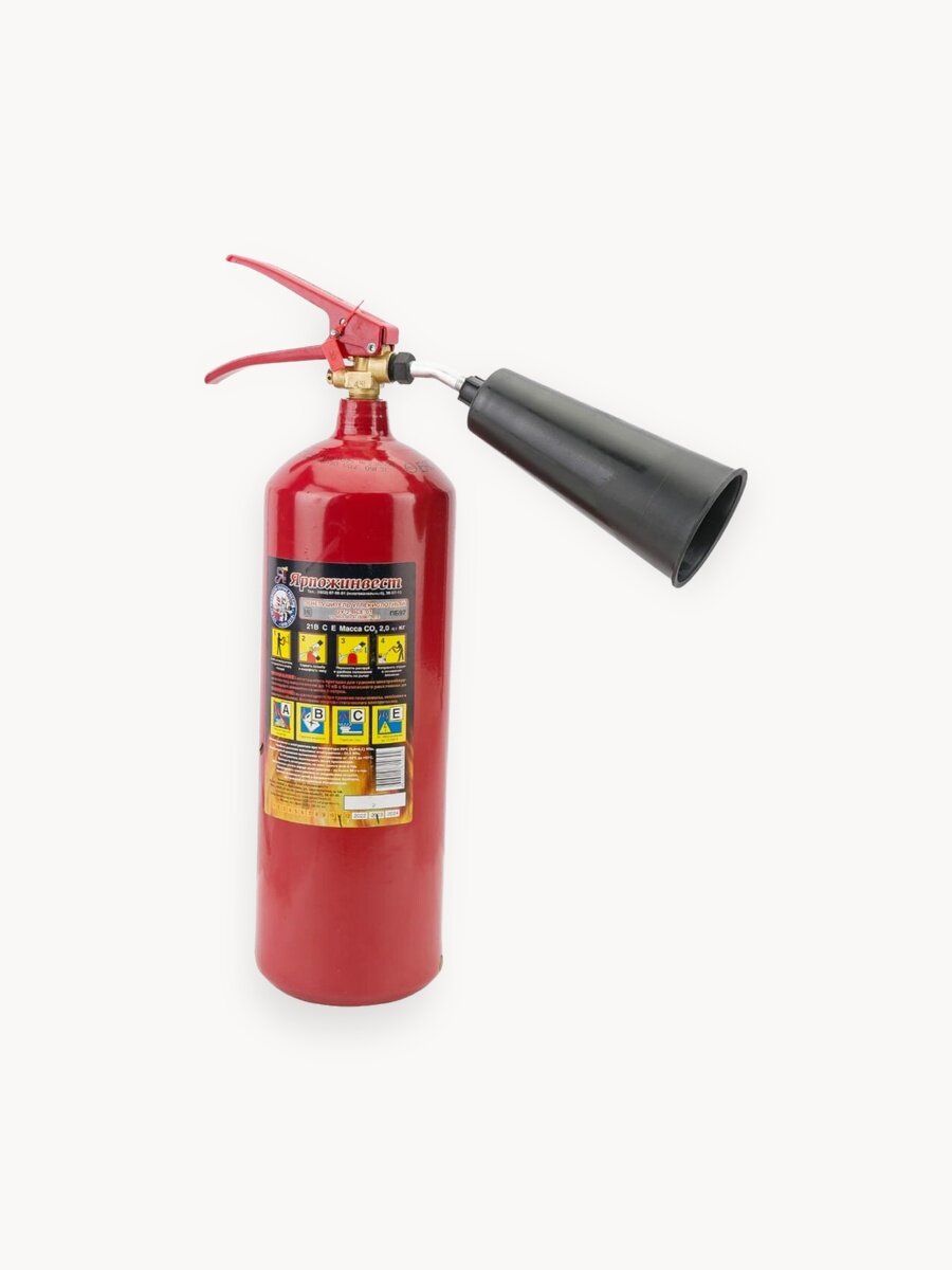 Огнетушитель углекислотный Ярпожинвест ОУ-2 ВСЕ 00-00003839, первичного тушения пожаров