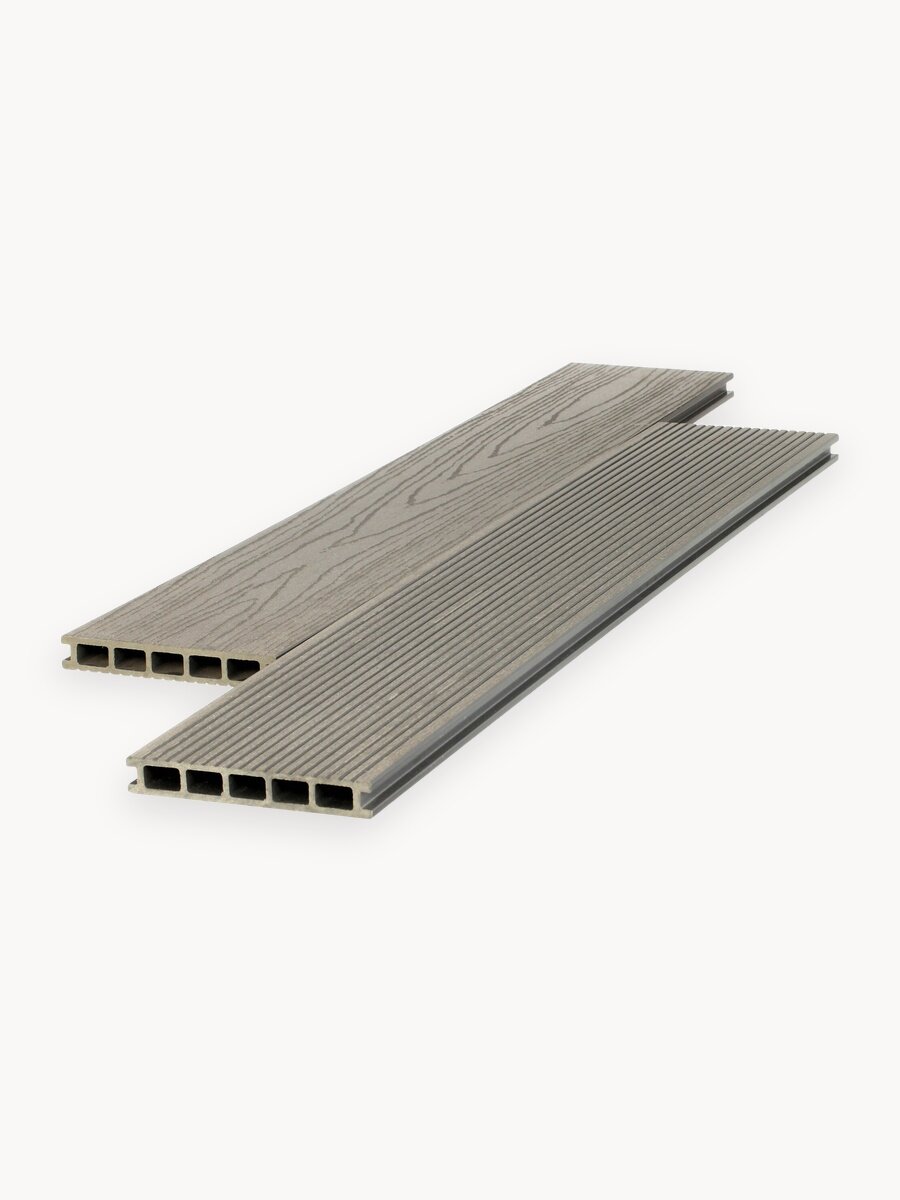 Террасная доска DIASDECK из ДПК 140х18мм длина 2,0 метра цвет серый дым, 1 штука (минерал)