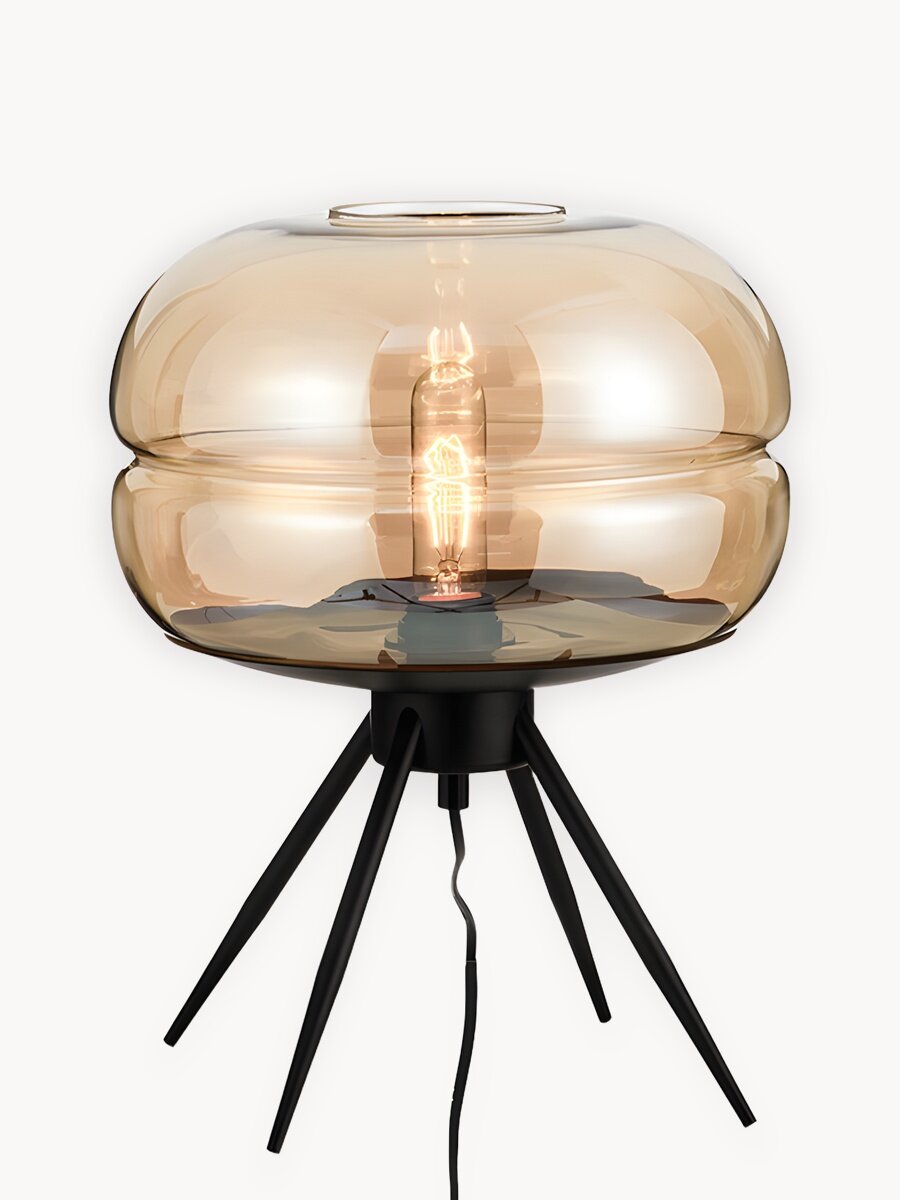 Настольная лампа в стиле модерн, стеклянный абажур, 35.5х29 см, цвет коньяк