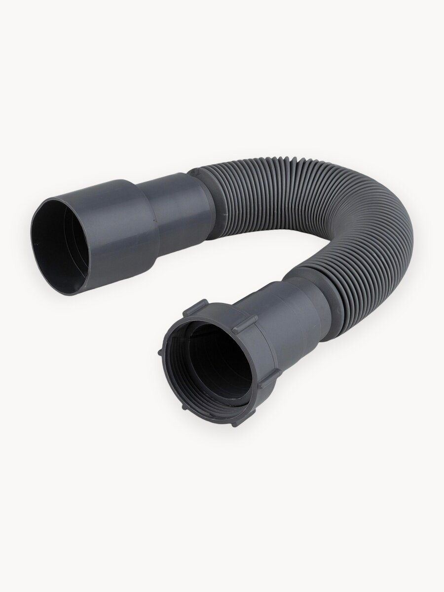 Гофра для сифона серая 45 мм, длина 35-90 см, Do.Korona, диаметр выпуска 1 1/2"