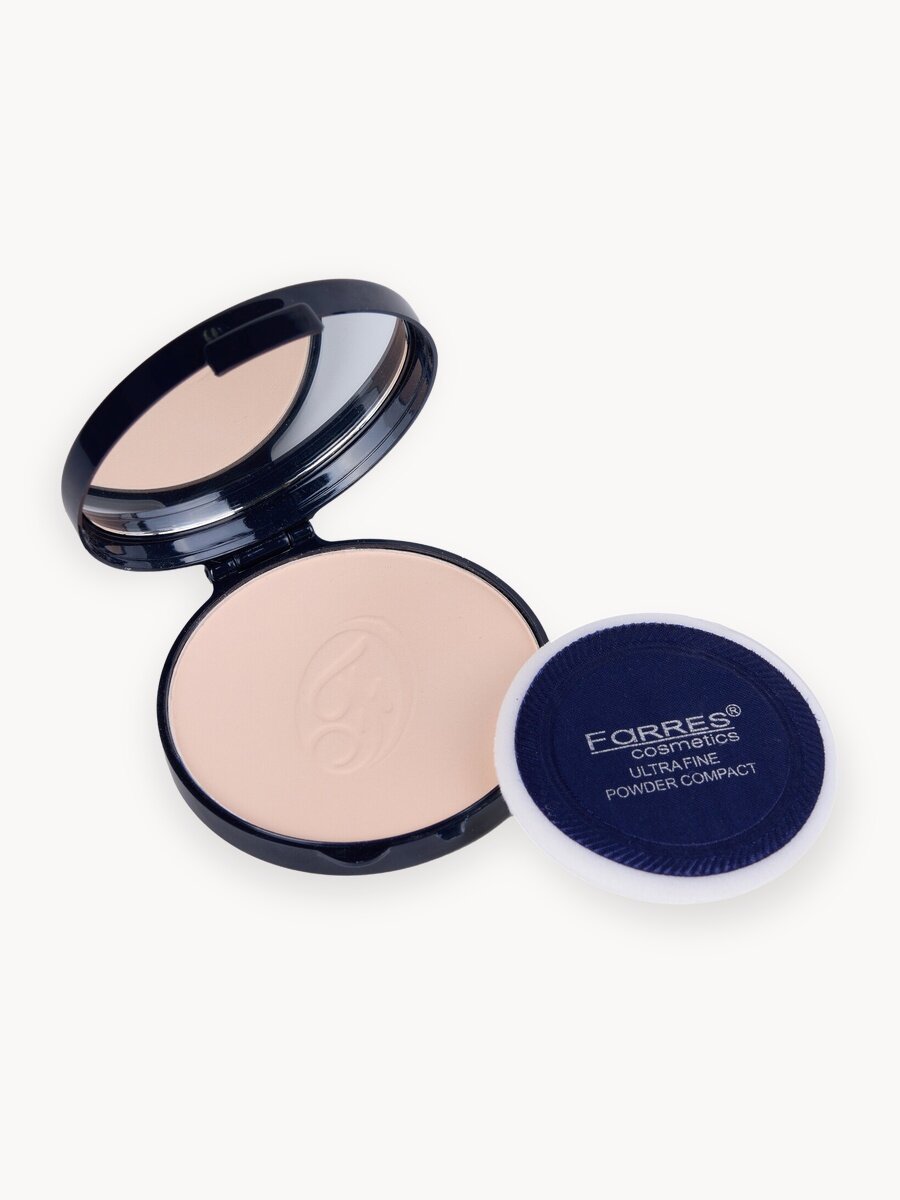 Пудра для лица Farres компактная с пуховкой с шелком, тон 01 телесный