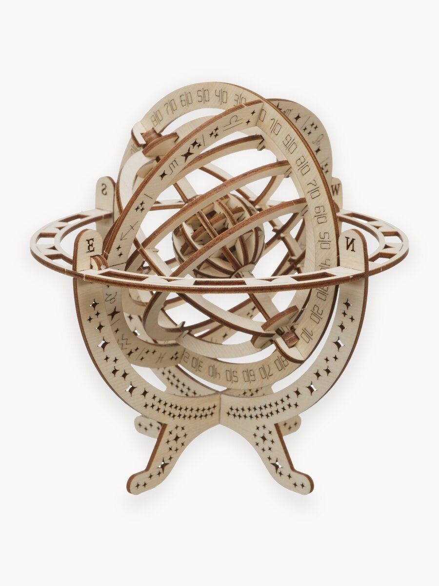 Конструктор TADI WOOD "Армиллярная Сфера", дерево, сборка без клея, 20см, 42 детали