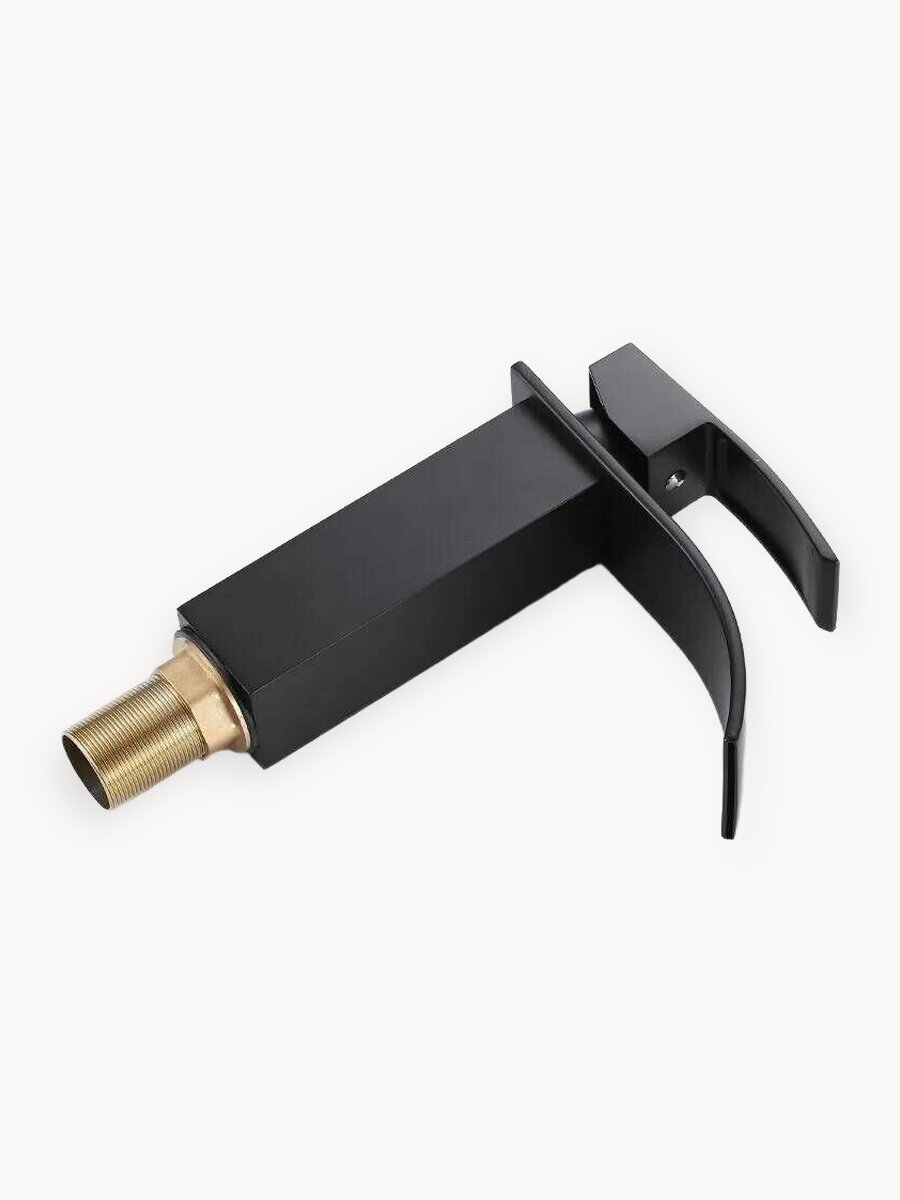 Смеситель для раковины с каскадным изливом Seven Black черный матовый, кран для ванной из нержавеющей стали