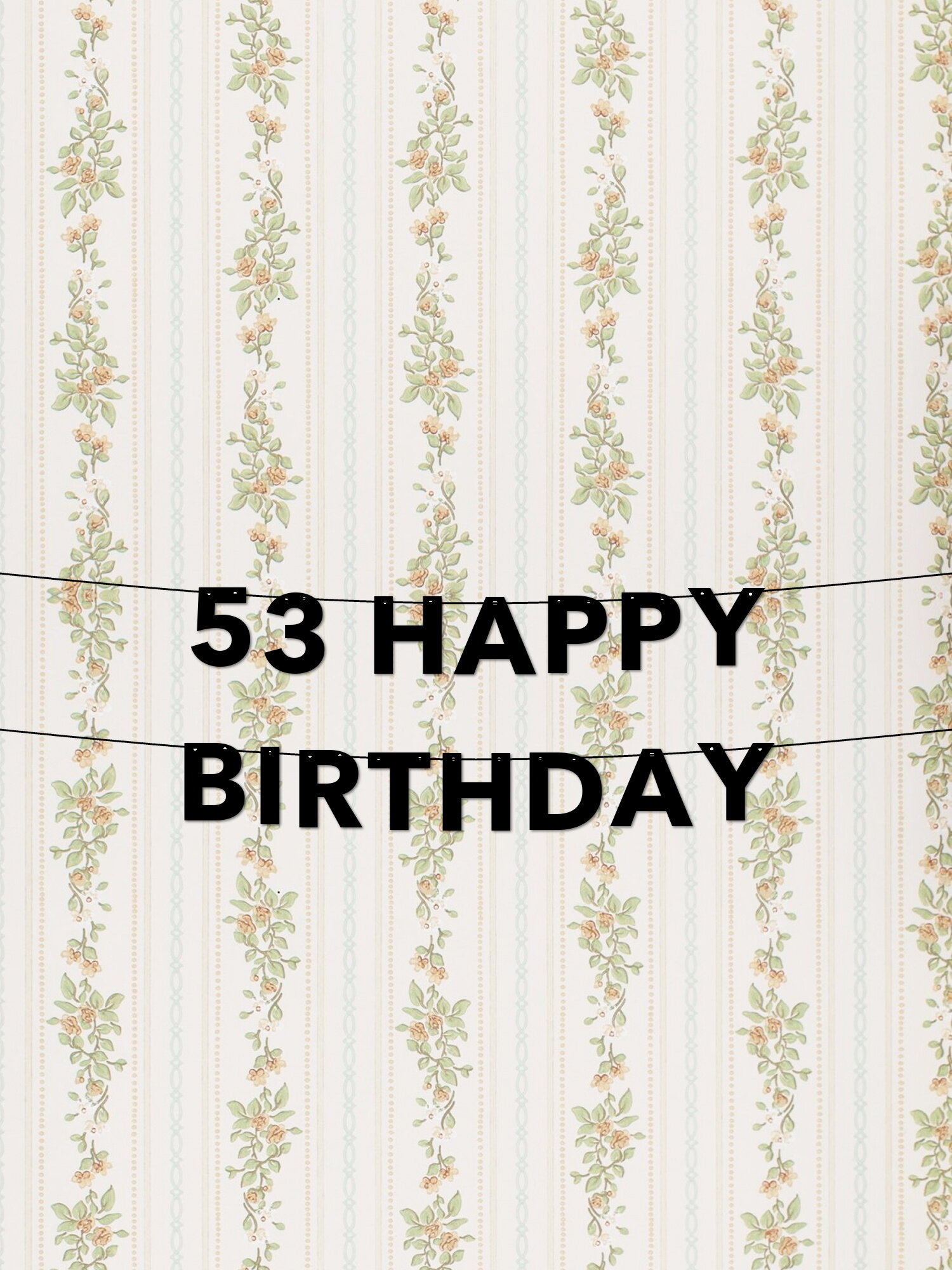 Гирлянда с надписью 53 happy birthday - Яркий декор для праздников, гирлянда с буквами на веревке, высота букв 10 см, толщина букв 1 мм. Идеально для создания праздничной атмосферы!