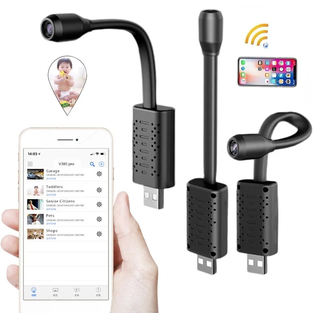 Камера видеонаблюдения V380 Pro с Wi-Fi, 1080P, детекцией движения и встроенным микрофоном