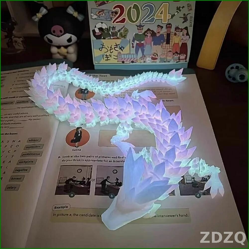 Подвижный дракон 30см фигурка, светящийся, игрушки из 3д принтера, сувенир, 3D фигурка