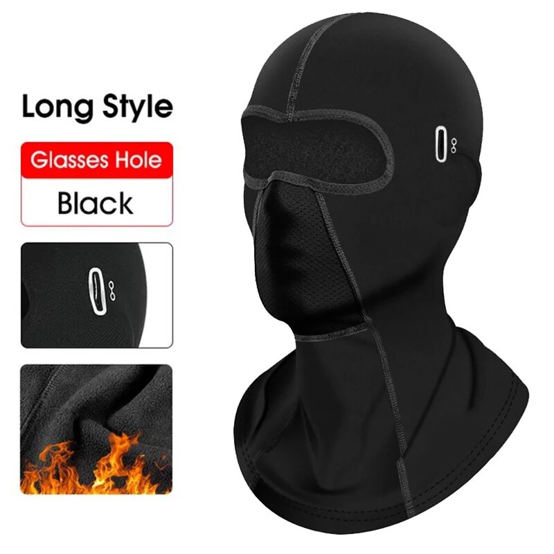 Термальная зимняя Балаклава, велосипедная полнолицевая маска, теплая спортивная Glasses hole-L-black
