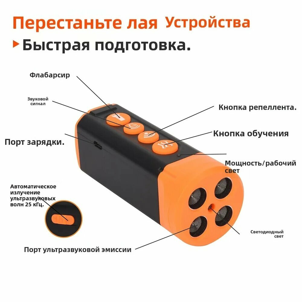 Ультразвуковой отпугиватель собак с мощным стробоскопом защита от укусов, остановка лая, портативный антидог