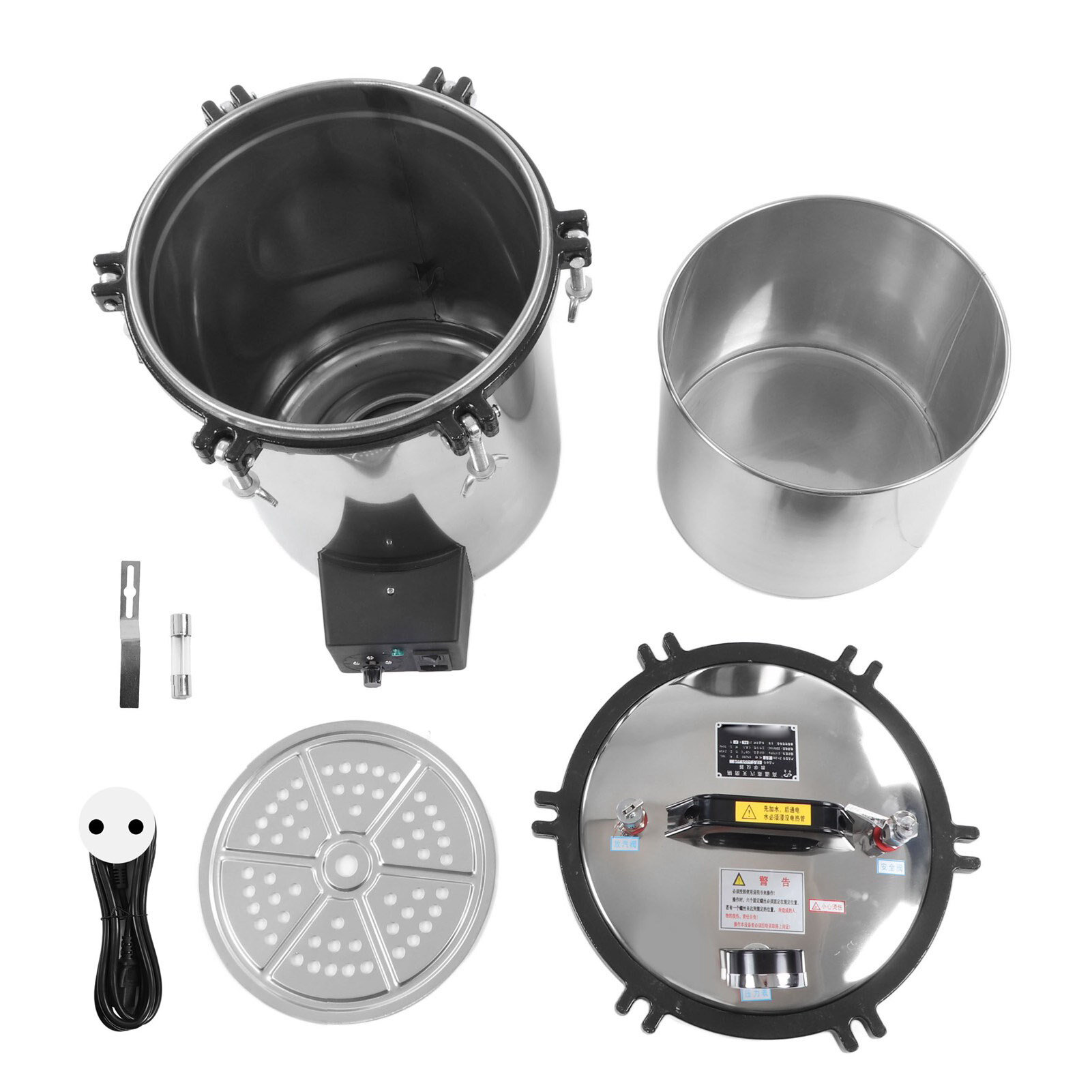 Паровой автоклав с таймером, автоматический, из нержавеющей стали, для работы под высоким давлением и температурой, 18 л, вилка EU, 220 В.