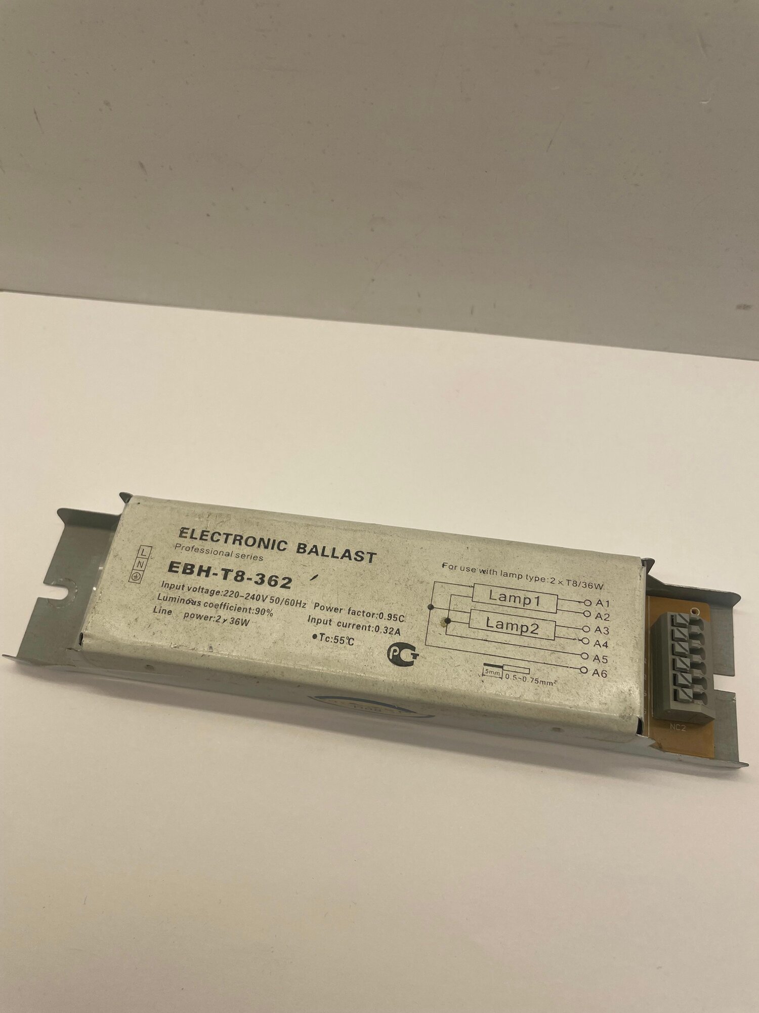 Дроссель электронный 2х36вт, 220-240V, ЭПРА с фильтром защиты EBH-T8-362.