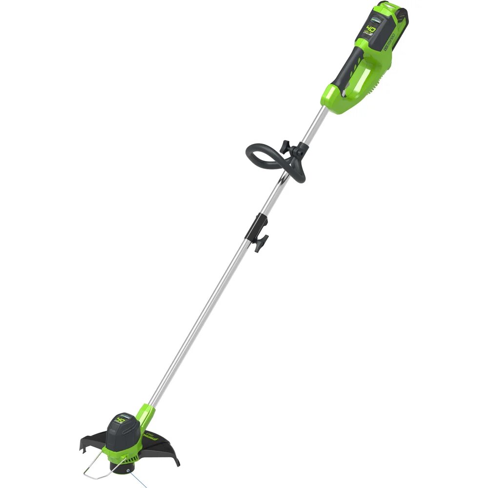 Аккумуляторный триммер Greenworks G40LT30, для скашивания травы рядом цветочными клумбами,