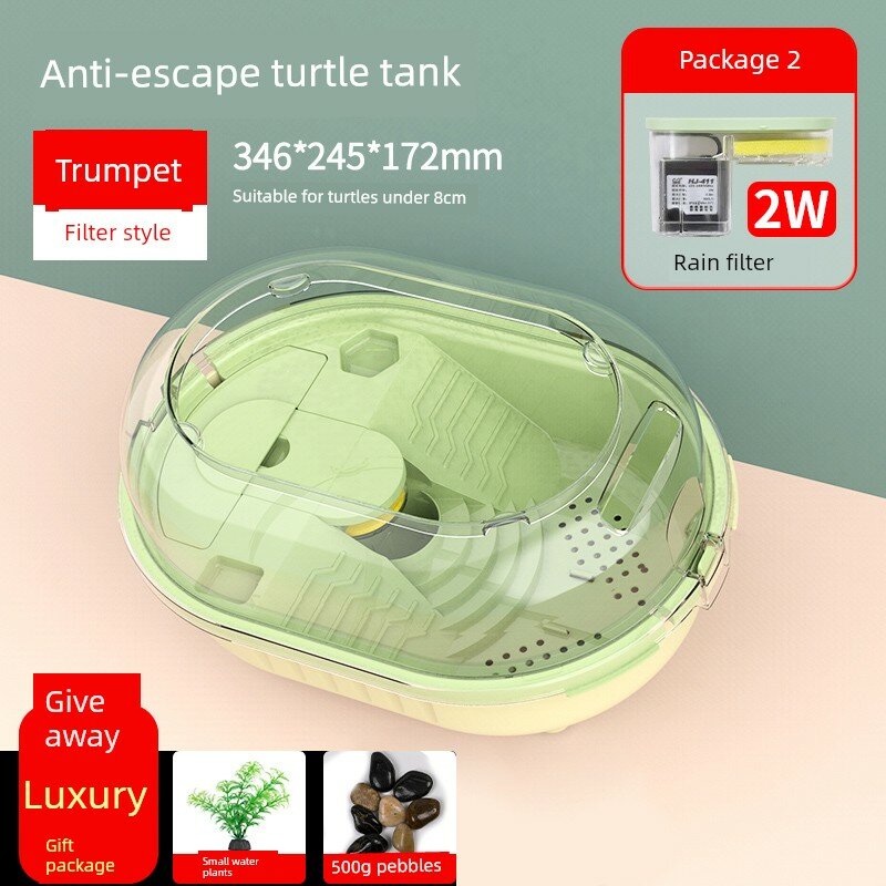 Маленький аквариум для черепах с улучшенной фильтрацией и комплектом аксессуаров для домашнего использования