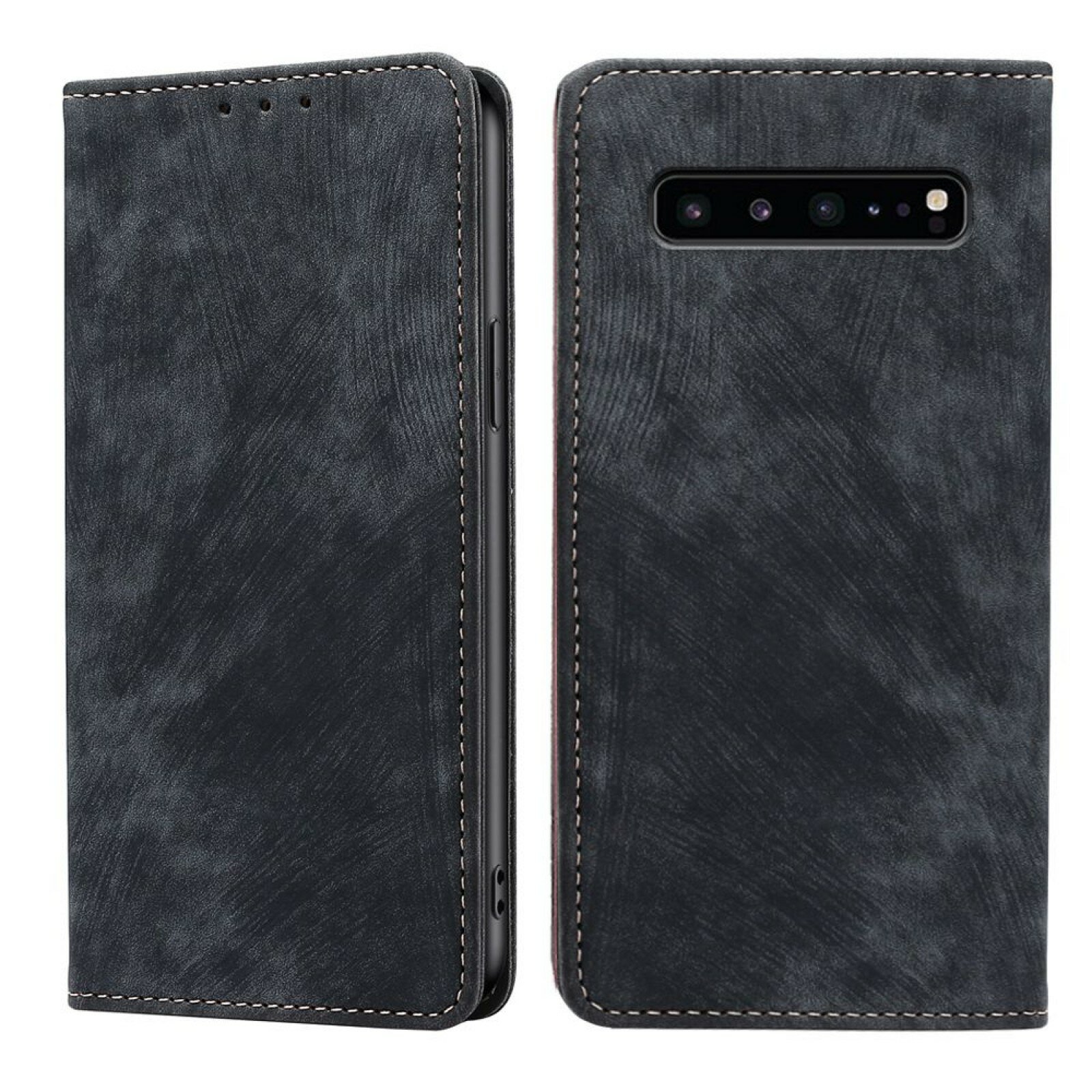 Чехол-книжка MyPads для Samsung Galaxy S10 5G с мягким покрытием черный