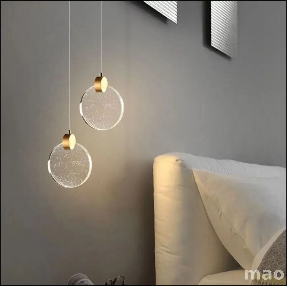 Люстра подвесная LED, 10 Вт, акрил, золотистый, для гостиной, спальни, с пультом
