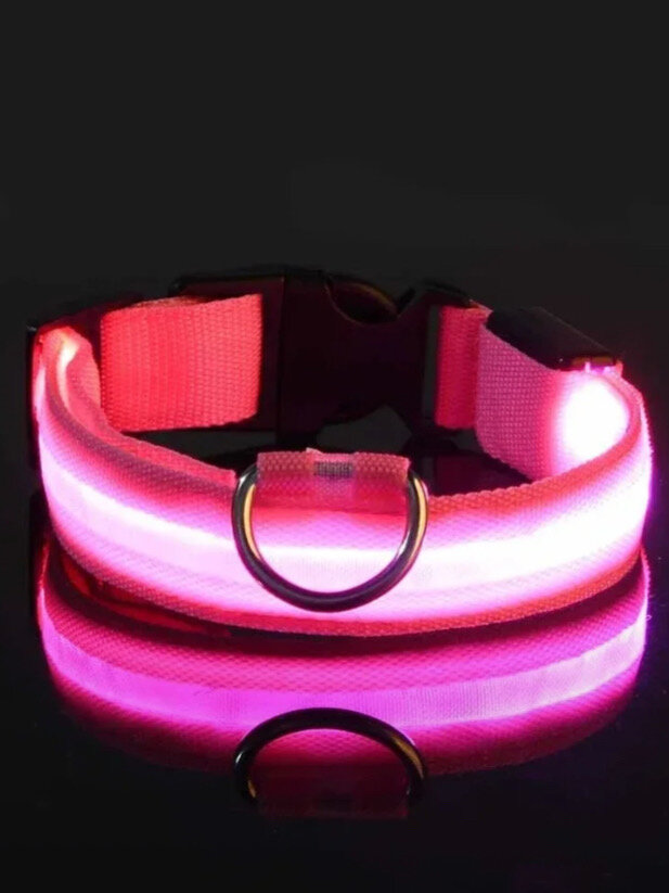Светящийся LED ошейник для собак и кошек, размер S, цвет розовый