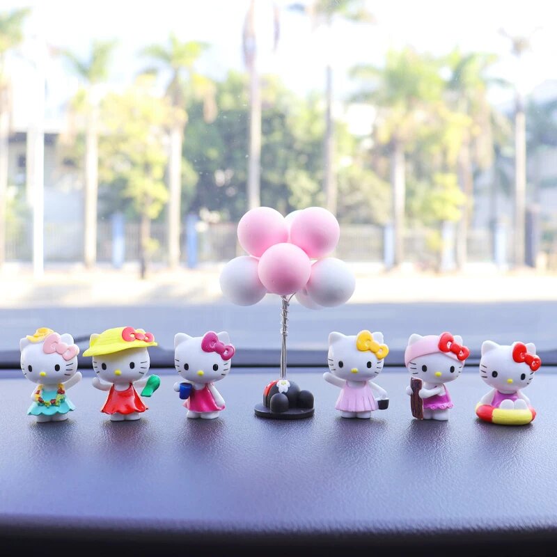 Автомобильный держатель HelloKitty с розовым и белым шаром в качестве аксессуара