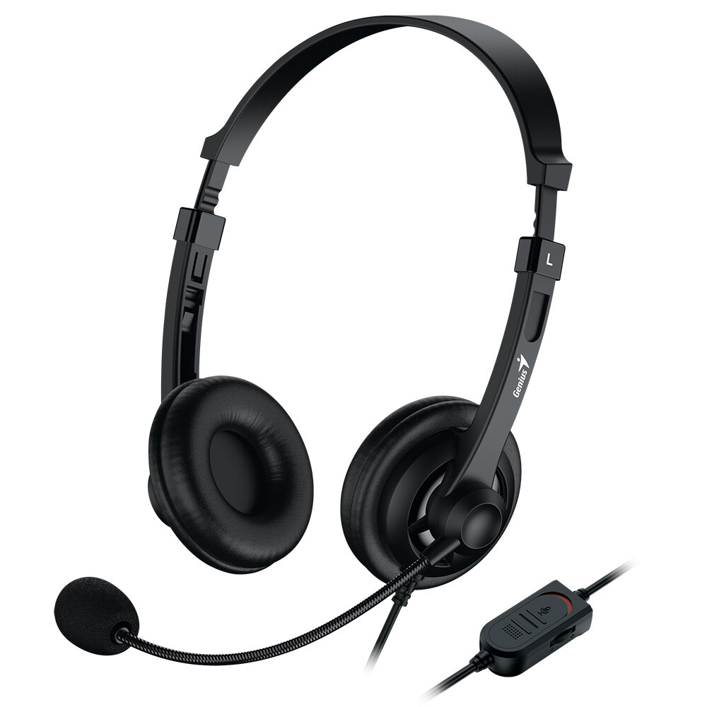 Гарнитура проводная Genius HS-230U, USB-A, стерео, с микрофоном, черный