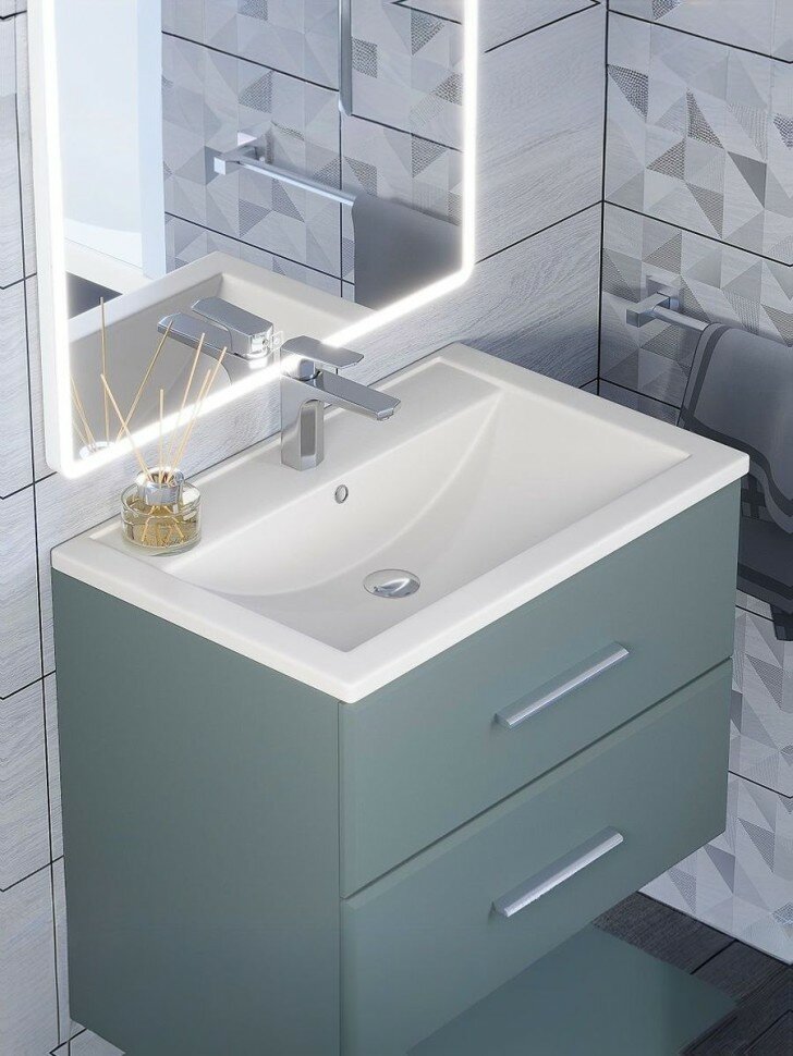 Раковина для ванной кварцевая Uperwood Foster Quartz 70х45,5х17,5 см, белая матовая, жасмин