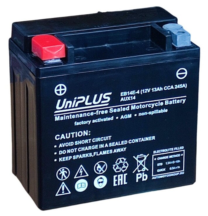 Аккумулятор автомобильный UniPLUS AGM AUX14 13 А/ч 245 А прям. пол. EB14E-4 (150х87х145) A0019822708 61219394648 BMW, MERCEDES, AUDI, JEEP