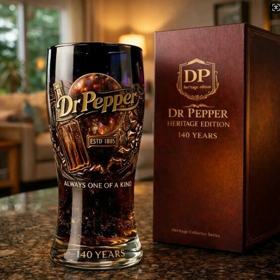 Бокал для разливного пива Dr. Pepper, Пинтовый пивной бокал, Цветное стекло