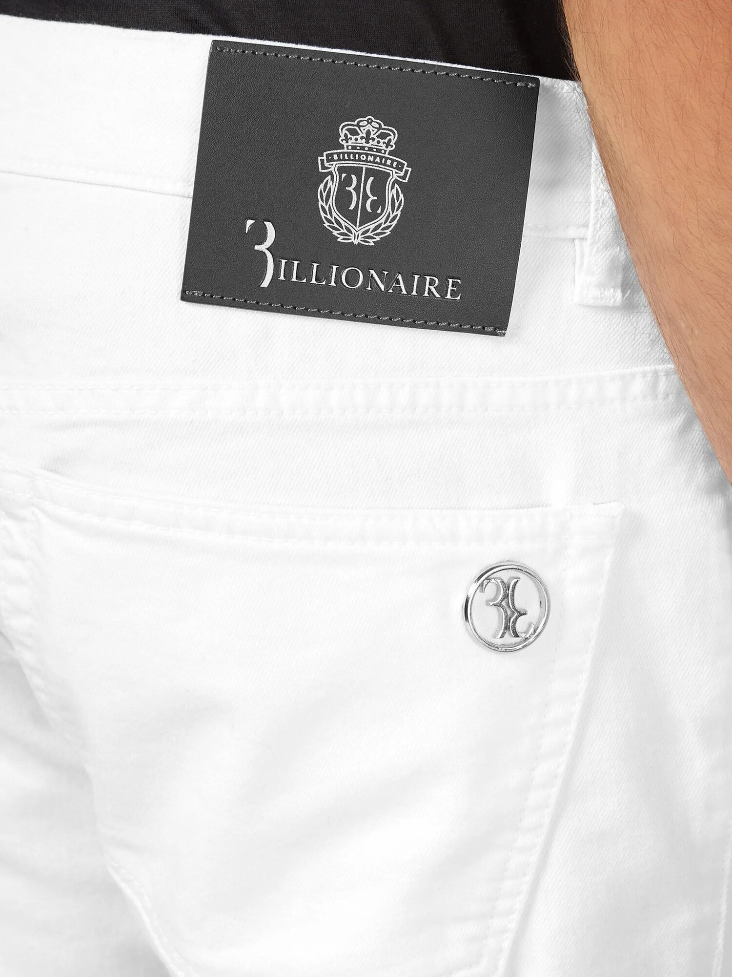 Джинсы Billionaire Monogram-stud slim jeans, размер S, white — фото 1