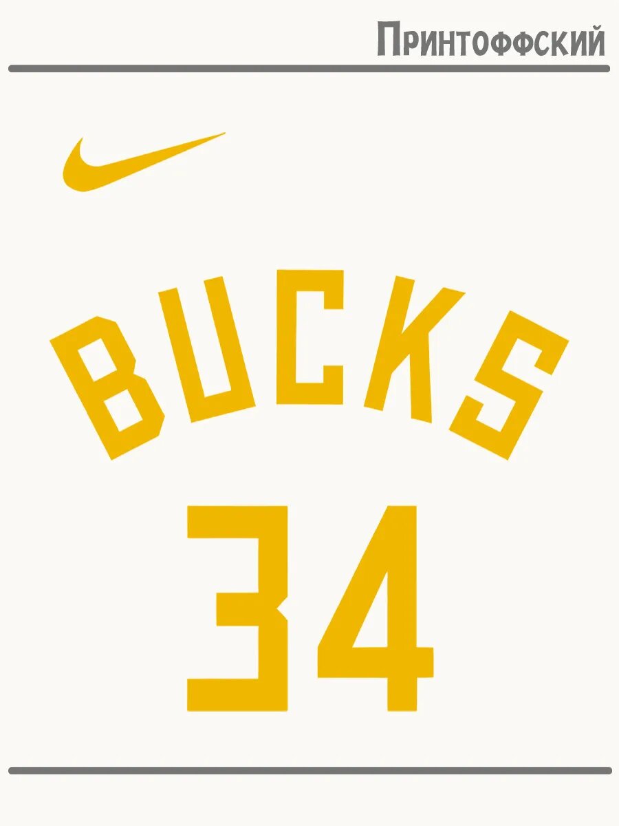 Термонаклейка для одежды и аксессуаров DTF-печать bucks nike найк