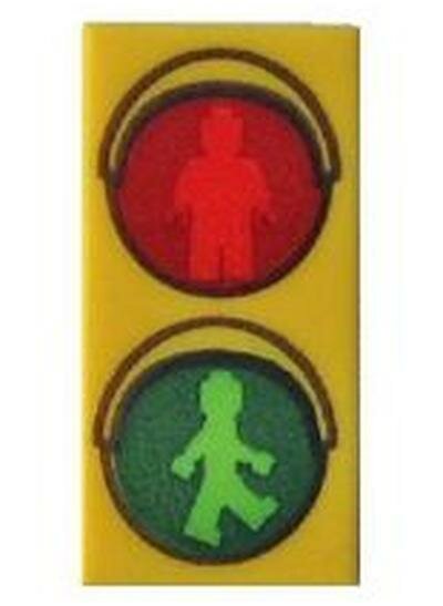 Деталь Lego 3069pb0415 Tile 1 x 2 with Traffic Light with Minifigure Green Walk and Red Stop Pattern