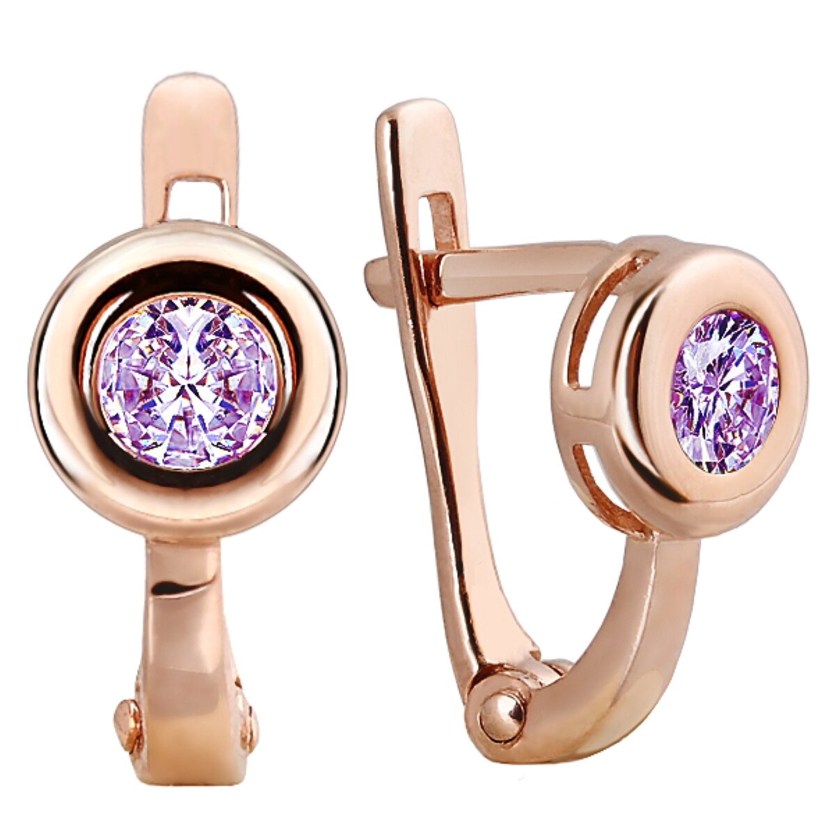 Серьги, красное золото, 585 проба, фианит