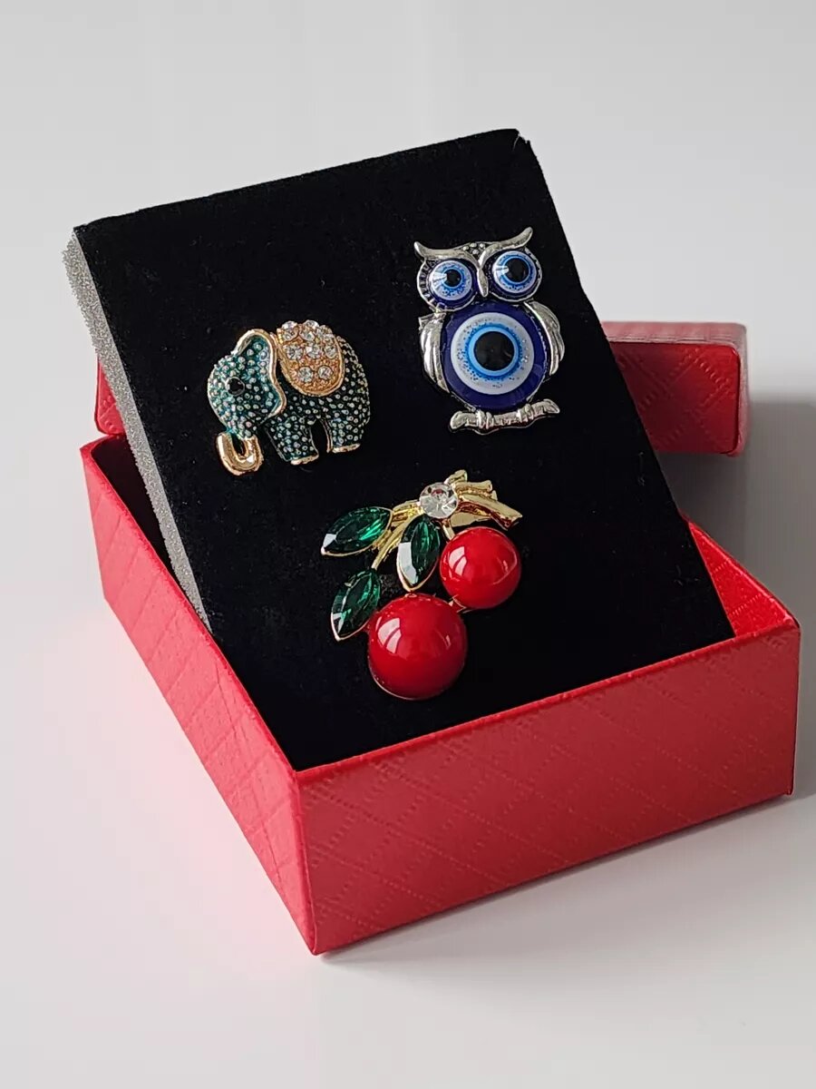 Комплект брошей, стекло