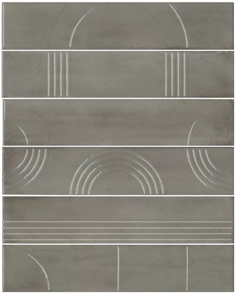 Kerama Marazzi KMP3STA004RN6X Панно Мажорель серый глянцевый (из 6 частей 6х28,5-цена за комплект -6 плиток)