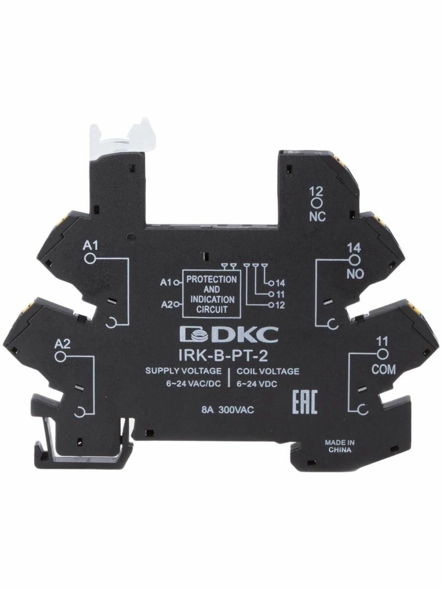 Колодка ультратонкая DCK для реле серии RIS, вх. напр. 6-24V AC/DC, push-in клеммы, Артикул: IRK-B-PT-2.