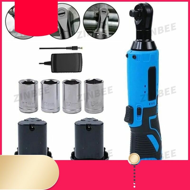 Трещоточный аккумуляторный угловой гайковерт, электрический гайковерт, Одна батарея