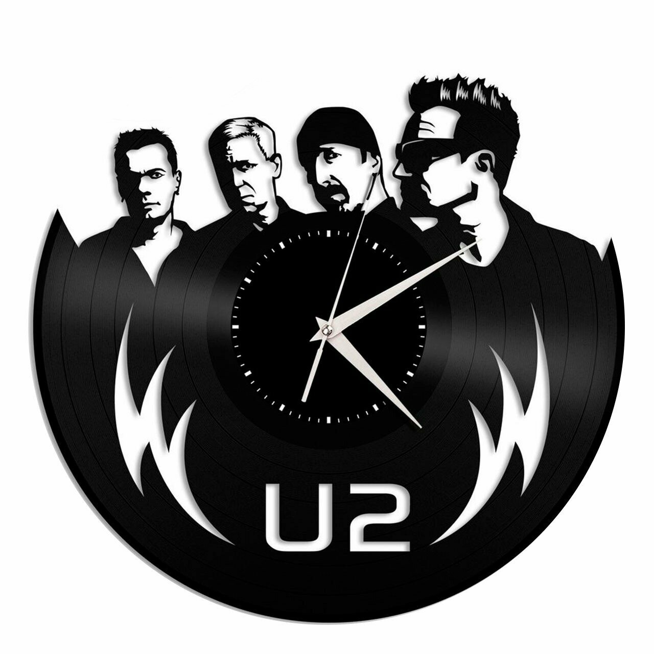 Часы из виниловой пластинки (c) VinylLab U2, диаметр 30 см, оригинал