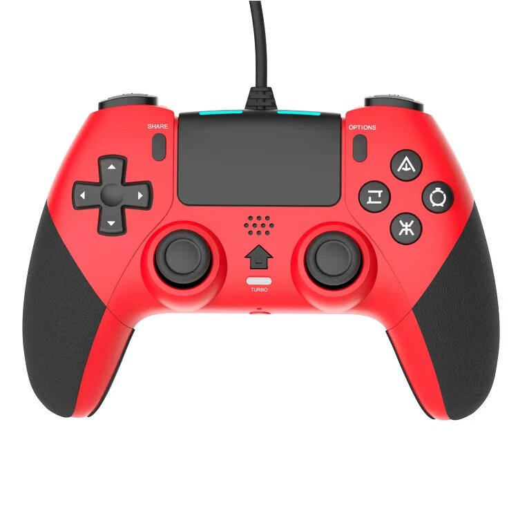 Официальный проводной игровой контроллер PS4 в красно-черном цвете с вибрацией, подключай и играй для PlayStation 4