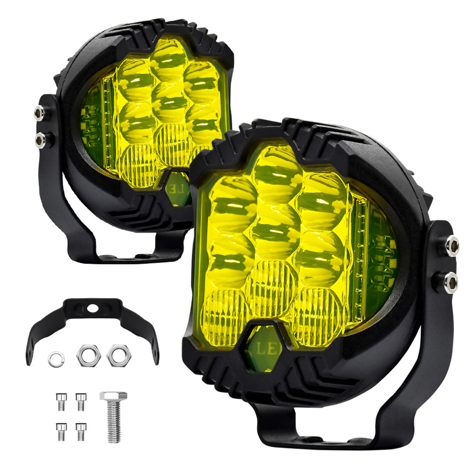 2PCS 3inch LED Driving Light 75W 15000LM Work Light Pods Spot Flood Combo Beam Fog Lamp Offroad Driving Light IP67 Waterproof White Yellow Light always Bright Yellow Light Explodes Flashes Black Shell Die-casting Aluminium 15pcs LED Chips 9-30V Wide