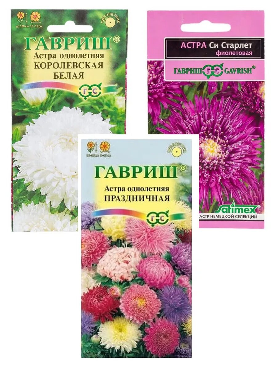 Набор семян Астра Королевская Белая, Эксклюзив и Праздничная