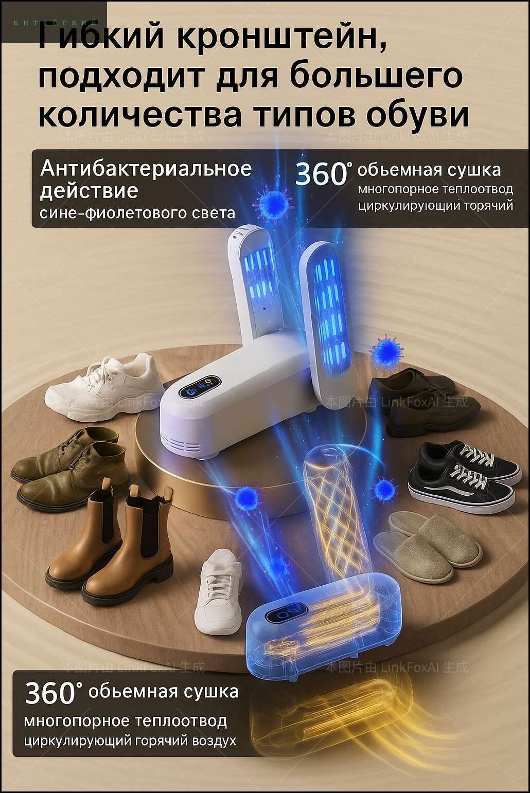 Электрическая сушилка для обуви Timson Sport — УФ-антибактериальная, уничтожает 99% бактерий и грибков за 4–6 ч