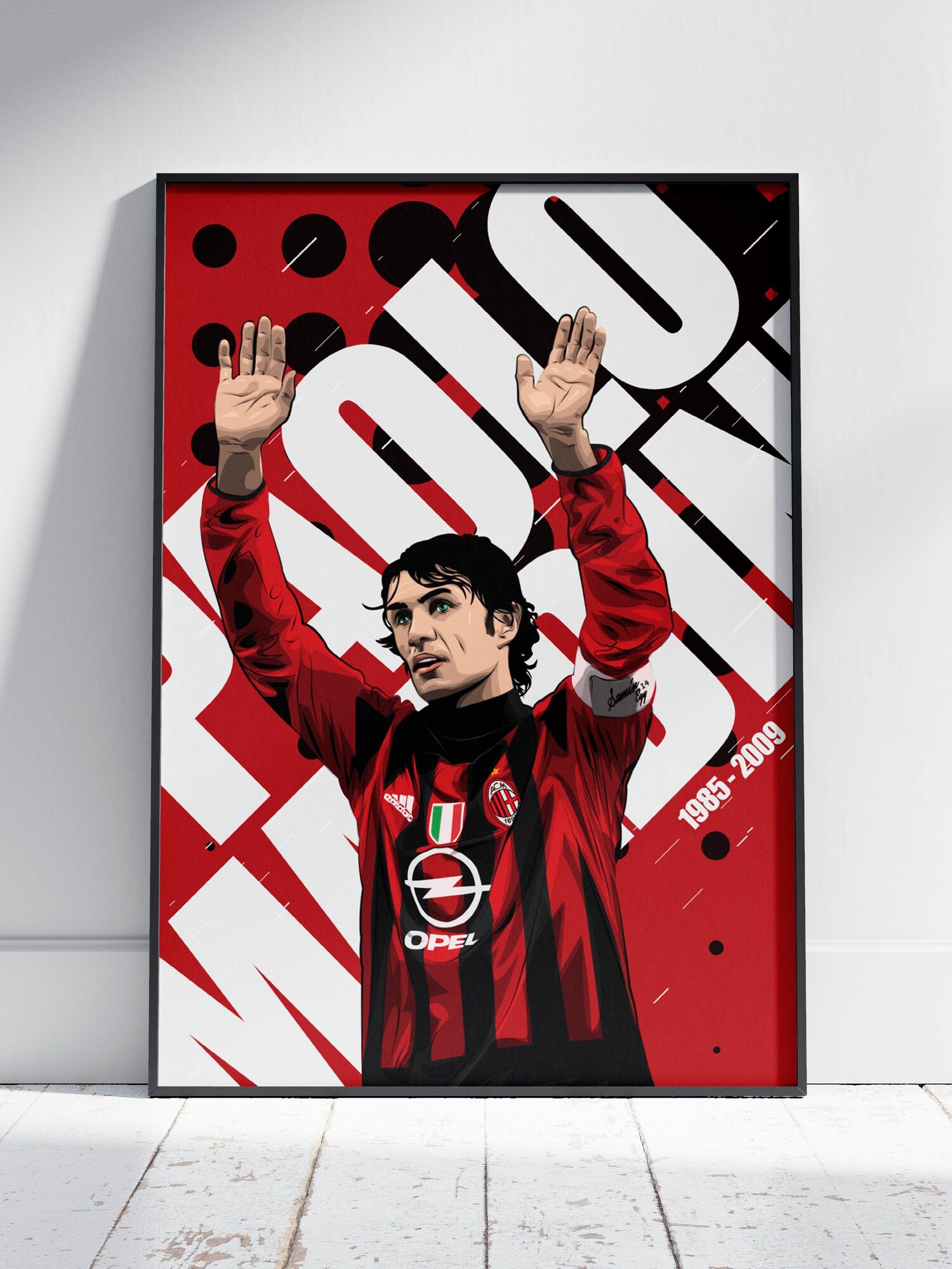 Плакат на стену для интерьера Милан (Паоло Мальдини - Paolo Maldini 9) - Постер по спорту и физической активности формата A4 (21x30 см)