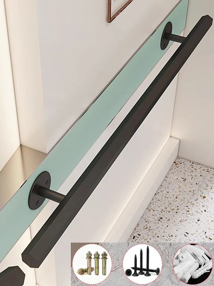 Лестничные перила пристенные, Настенный поручень для дома, Боковые ограждения из металла, Внутренние поручни безопасности