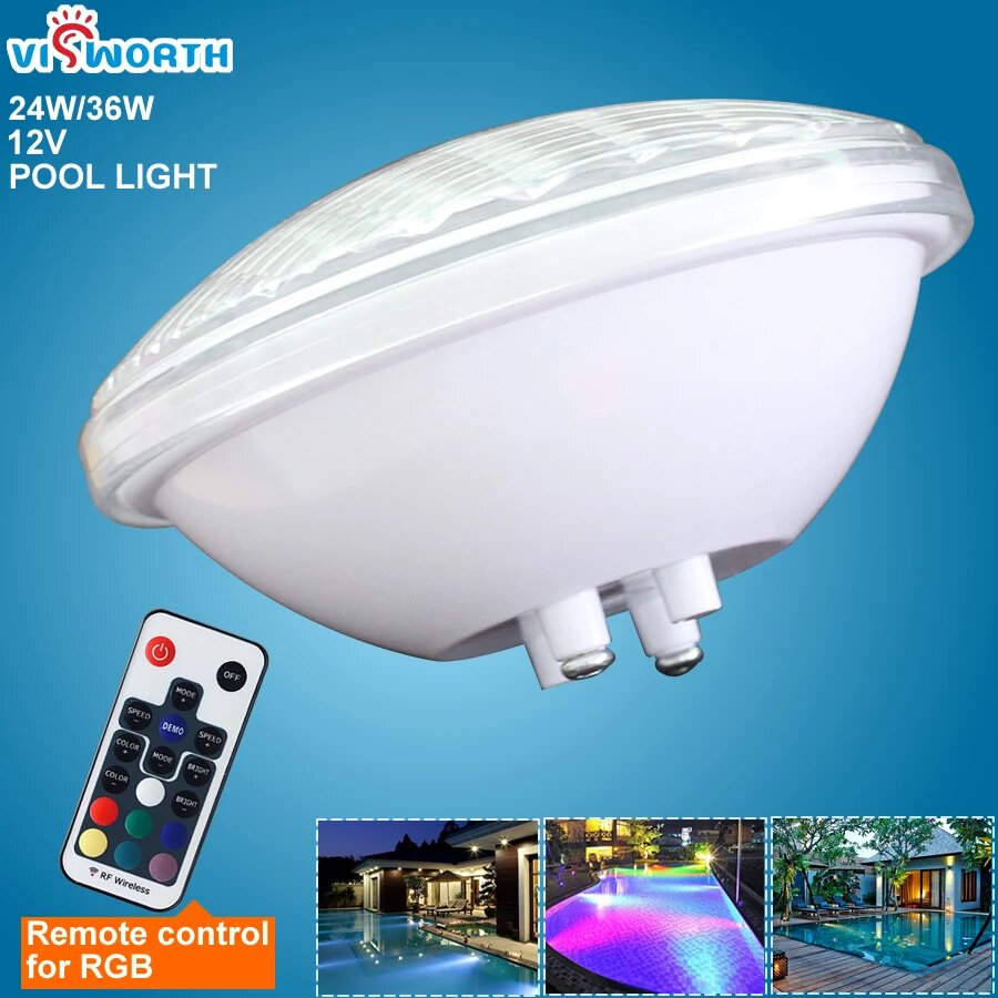 Подводный светильник для бассейна VisWorth Par56 24W RGB, пульт