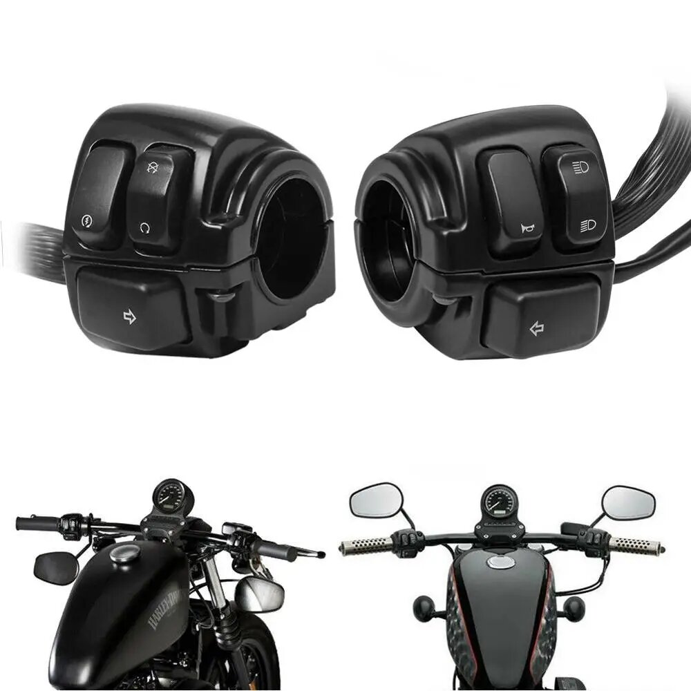 Переключатель сигнала поворота на руль мотоцикла, черный, 1 дюйм, для Harley XL883 Sportster Dyna V-ROD Softail