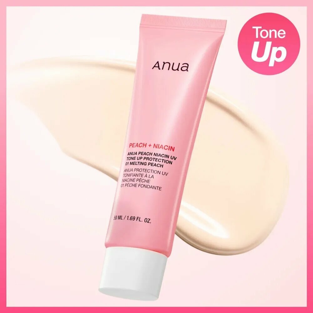 Anua Peach+Niacin: осветляющий защитный крем-саунд с ниацинамидом, 50 мл