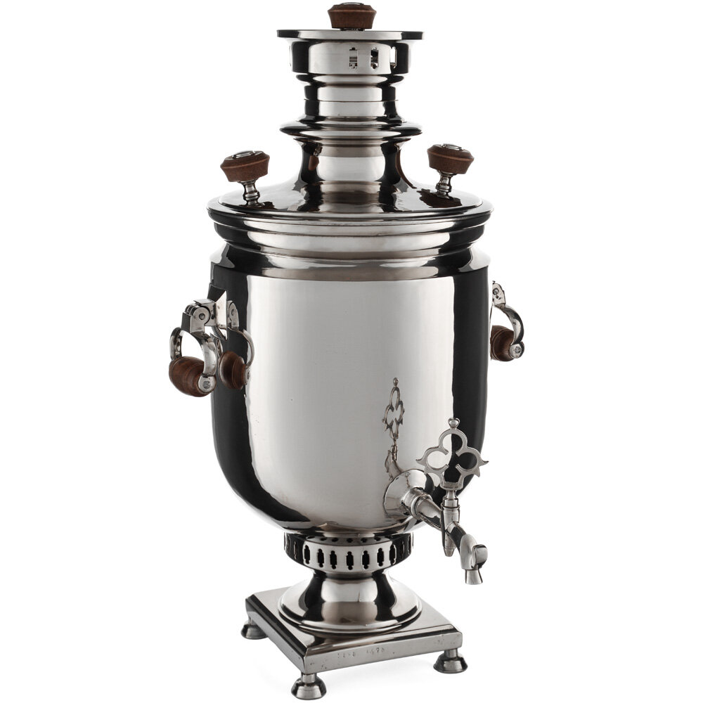 Самовар антикварный на дровах 6 литров формы «Пуля», серебристый