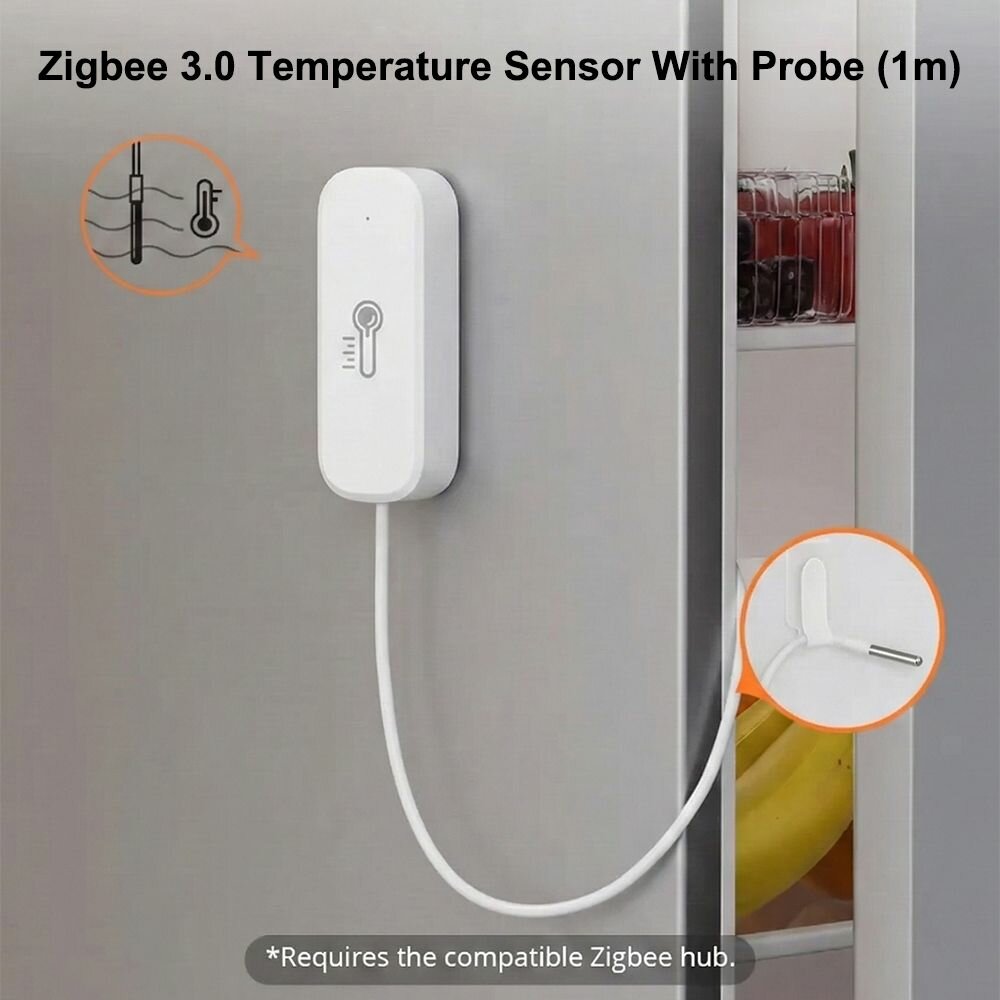 Умный датчик температуры и влажности Zigbee 3.0, с проводным датчиком, zigbee2mqtt