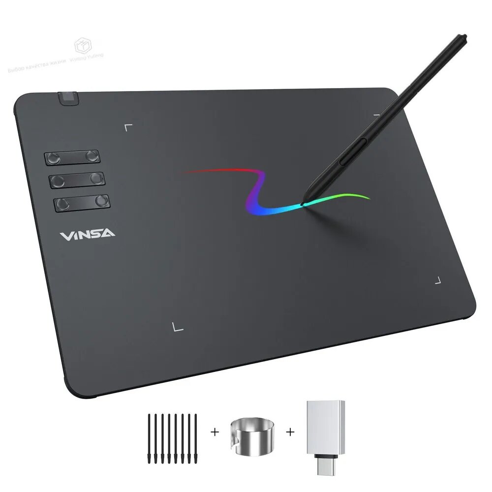 Visiting Yufeng Графический планшет 8192 уровня графический планшет для рисования 170*107mm доска для рисования с перчатка для компьютера , пк , телефона, ноутбука, Поддержка Android Mac Windows F42G, формат A4, черный