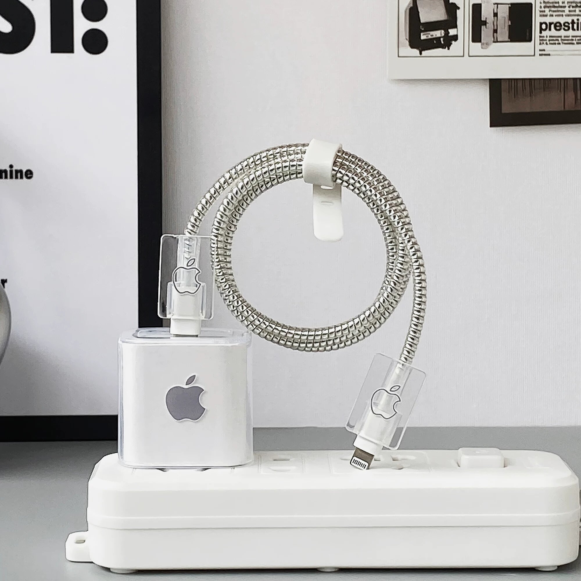 Полный набор защитного чехла для кабеля с серебряным логотипом Apple для устройств Apple