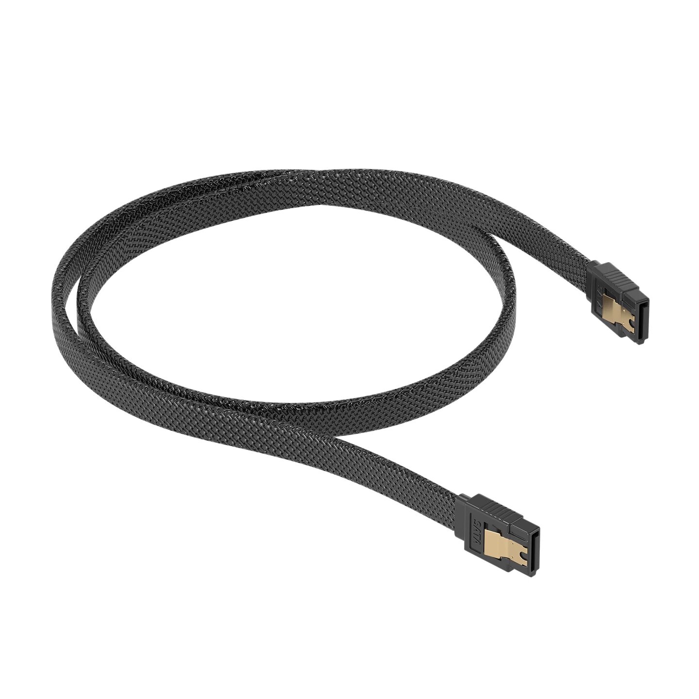 Высокоскоростной кабель SATA 3.0 с двойным прямым концом и 8-жильным подключением для SSD, ПК/Мак, Черный, 1 м