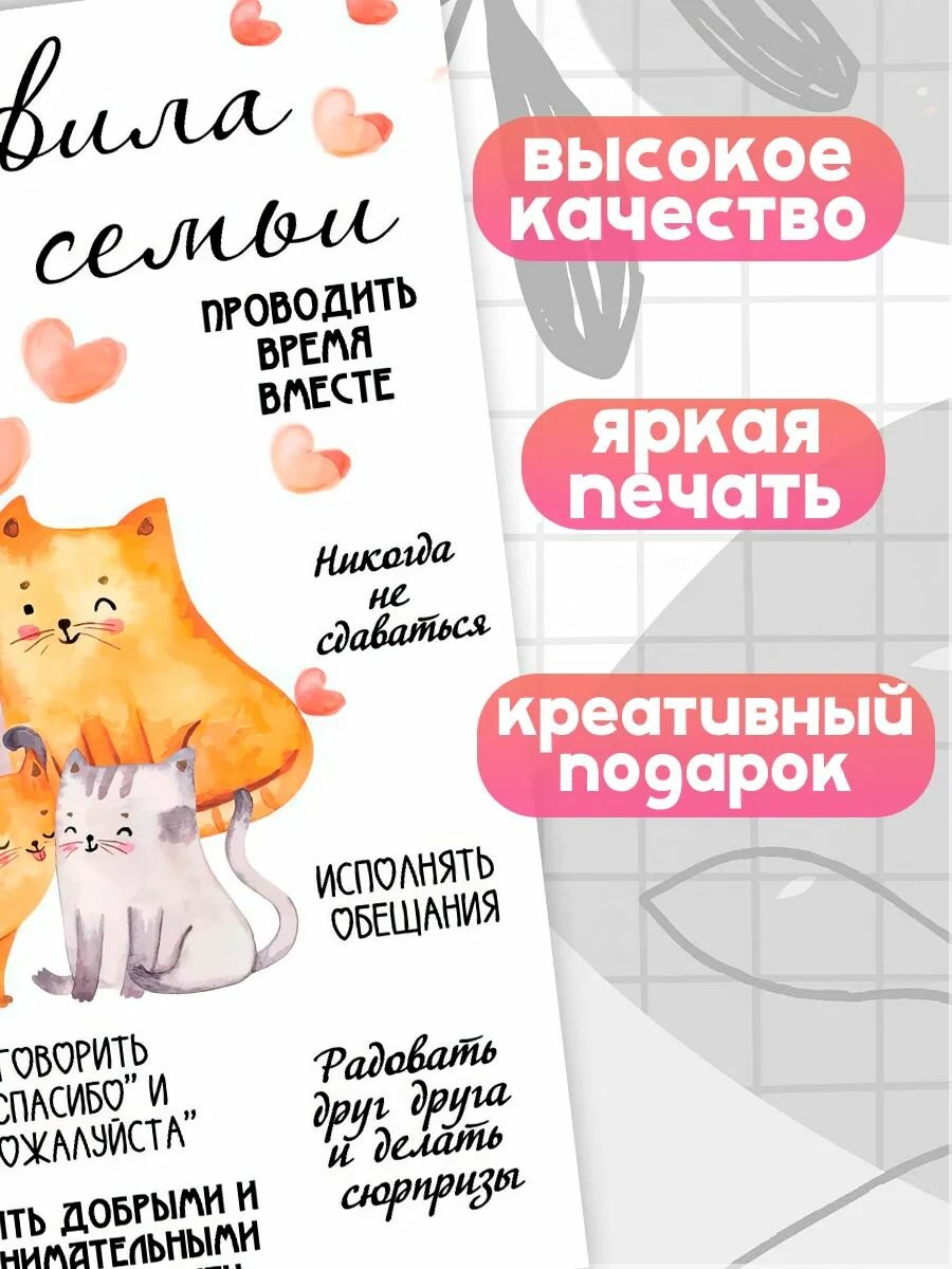 Постер на стену Правила дома, , плакат 1шт, А3 размер. — фото 1